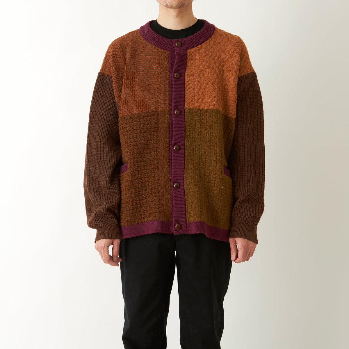 White Mountaineering Fake Patchwork Cardigan Brown – OC2BER